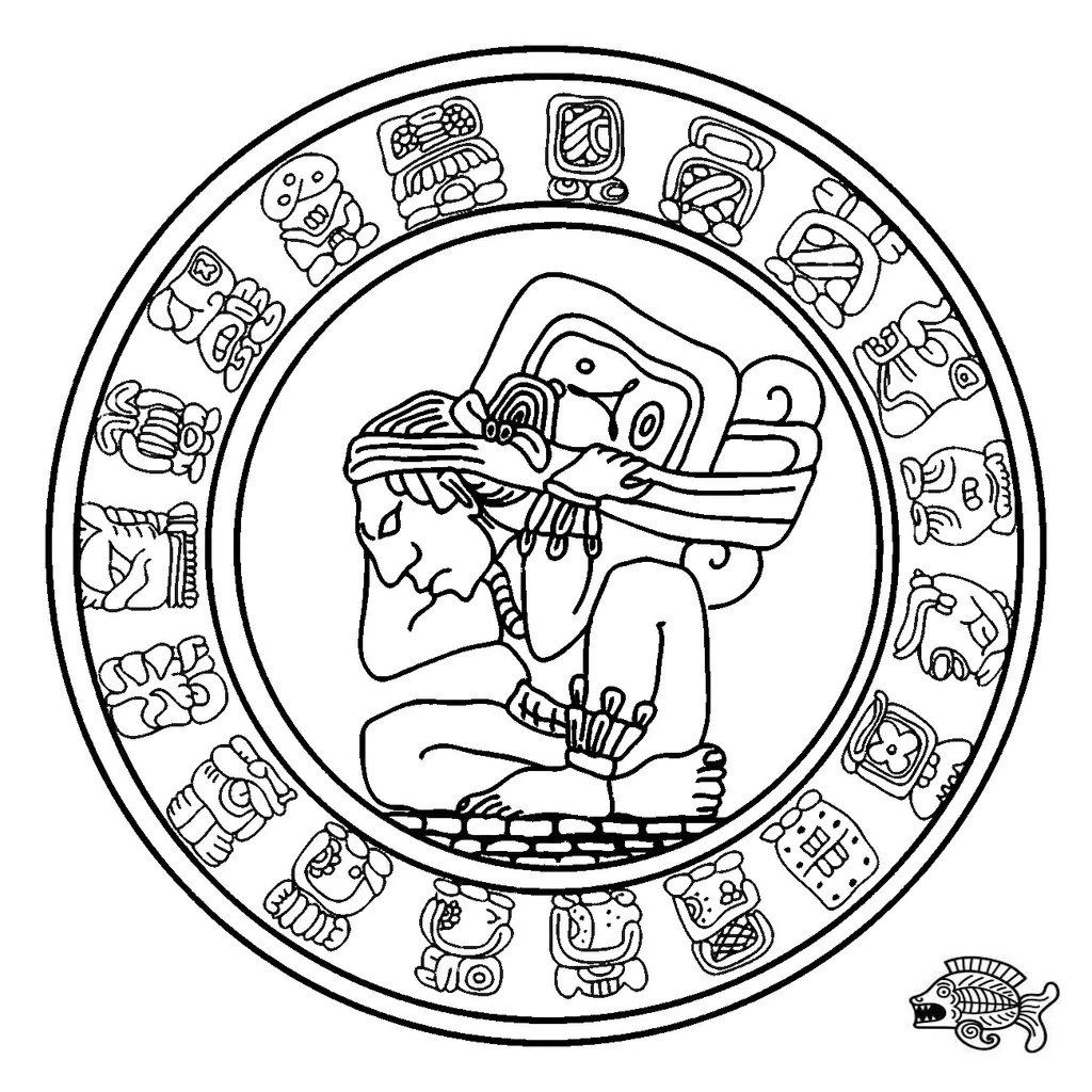 Mayan Calendar Coloring Maya Pages Printable Aztec Calendario Dibujos ...