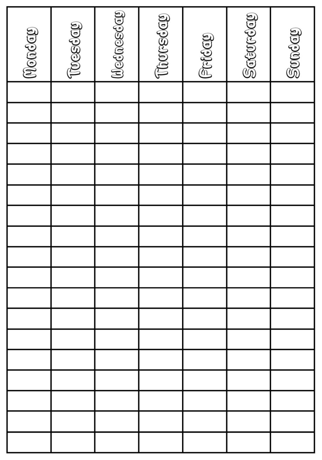 Calendar coloring page