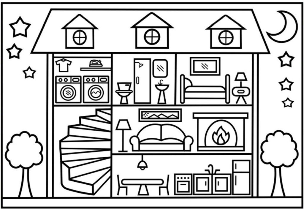 Doll House Coloring Page