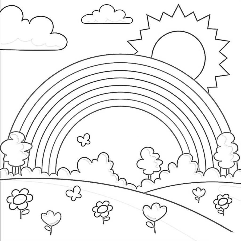 Marker Pelangi Putih Dotted Printablee Pngtree Sketch Coloring Page