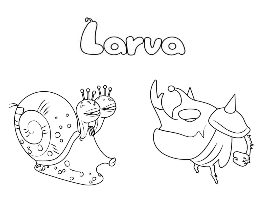 Larva Mewarnai Kartun Sketsa Tegninger Fargeleggingsark Dibujar ...