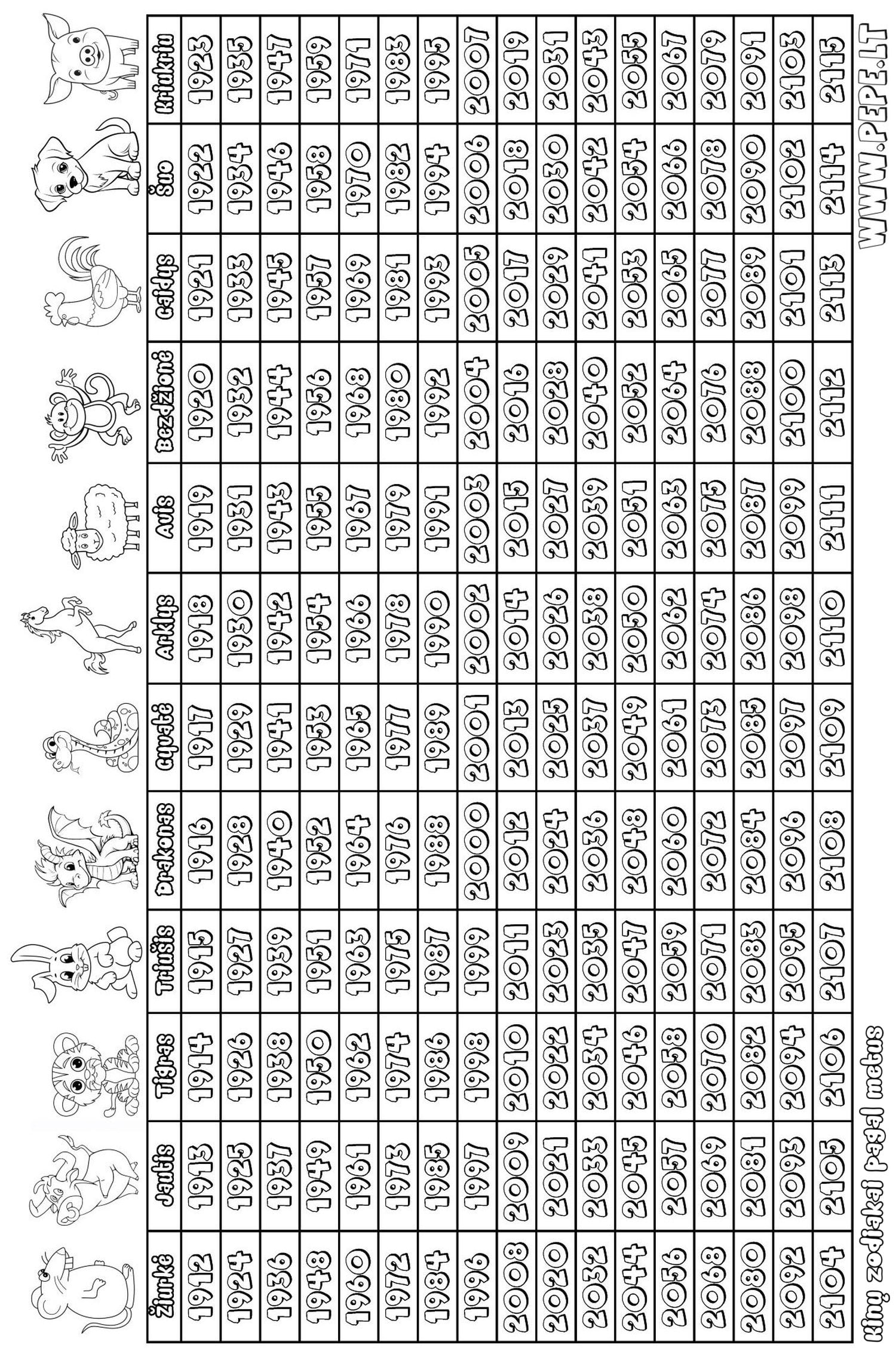 Kalendoriai spausdinimui ir spalvinimui 🗓 – PEPE.LT