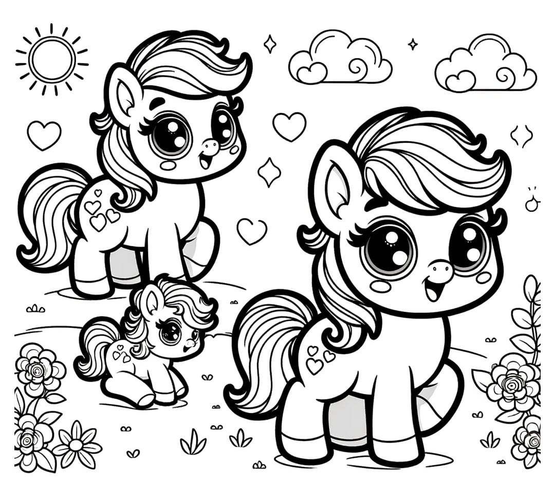 Poniai spalvinimas 🐎 – PEPE.LT