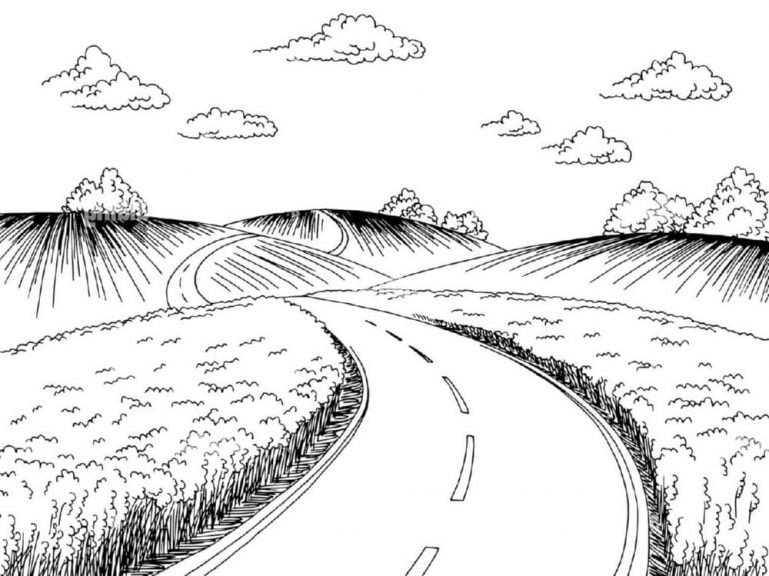 Mewarnai gambar pemandangan alam buku - PEPE.LT