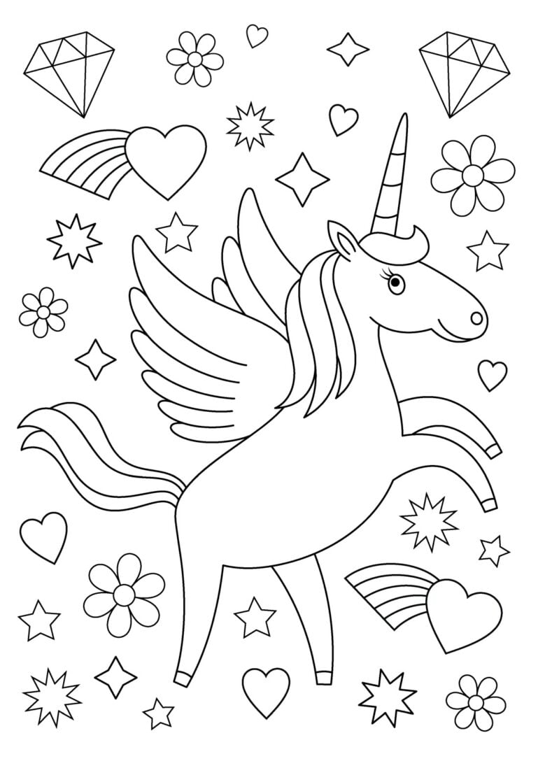 Enhjørninger til fargelegging 🦄 - PEPE.LT