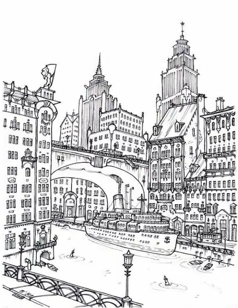 Ciudades para colorear 🏤 - PEPE.LT