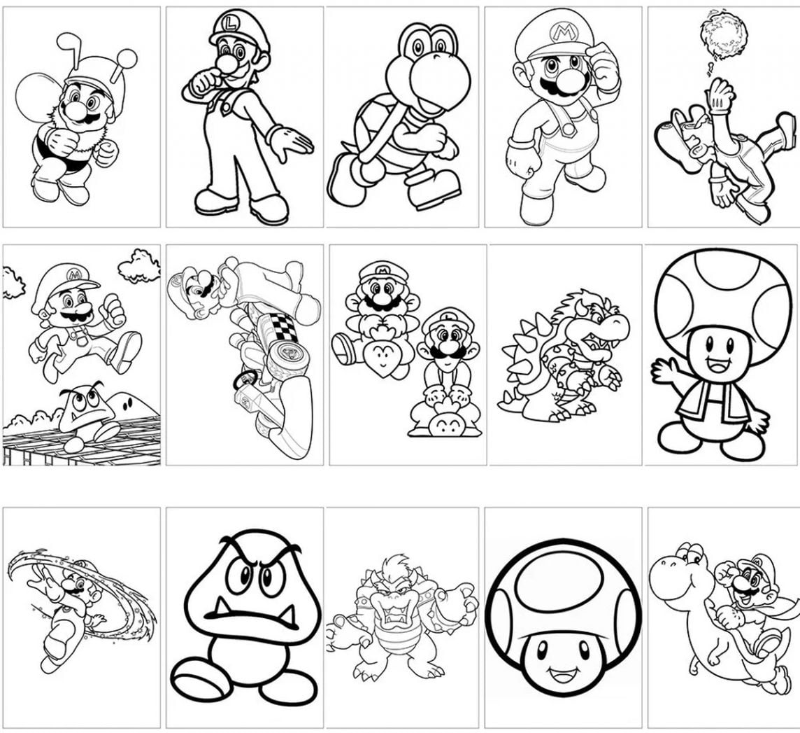 Mario om in te kleur 🍘 – PEPE.LT