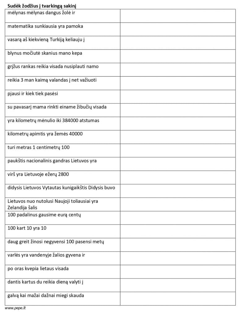 Bëni një fjali - PEPE.LT