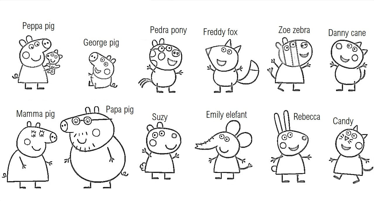 Gambar Peppa Pig Family Wearing Pajamas Coloring Page Nick Jr Pages ...
