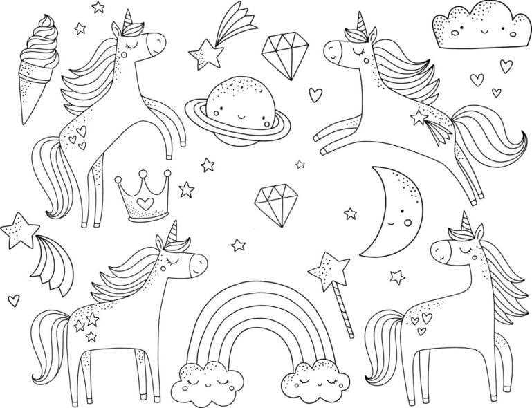 Samorogi pobarvanka 🦄 - PEPE.LT